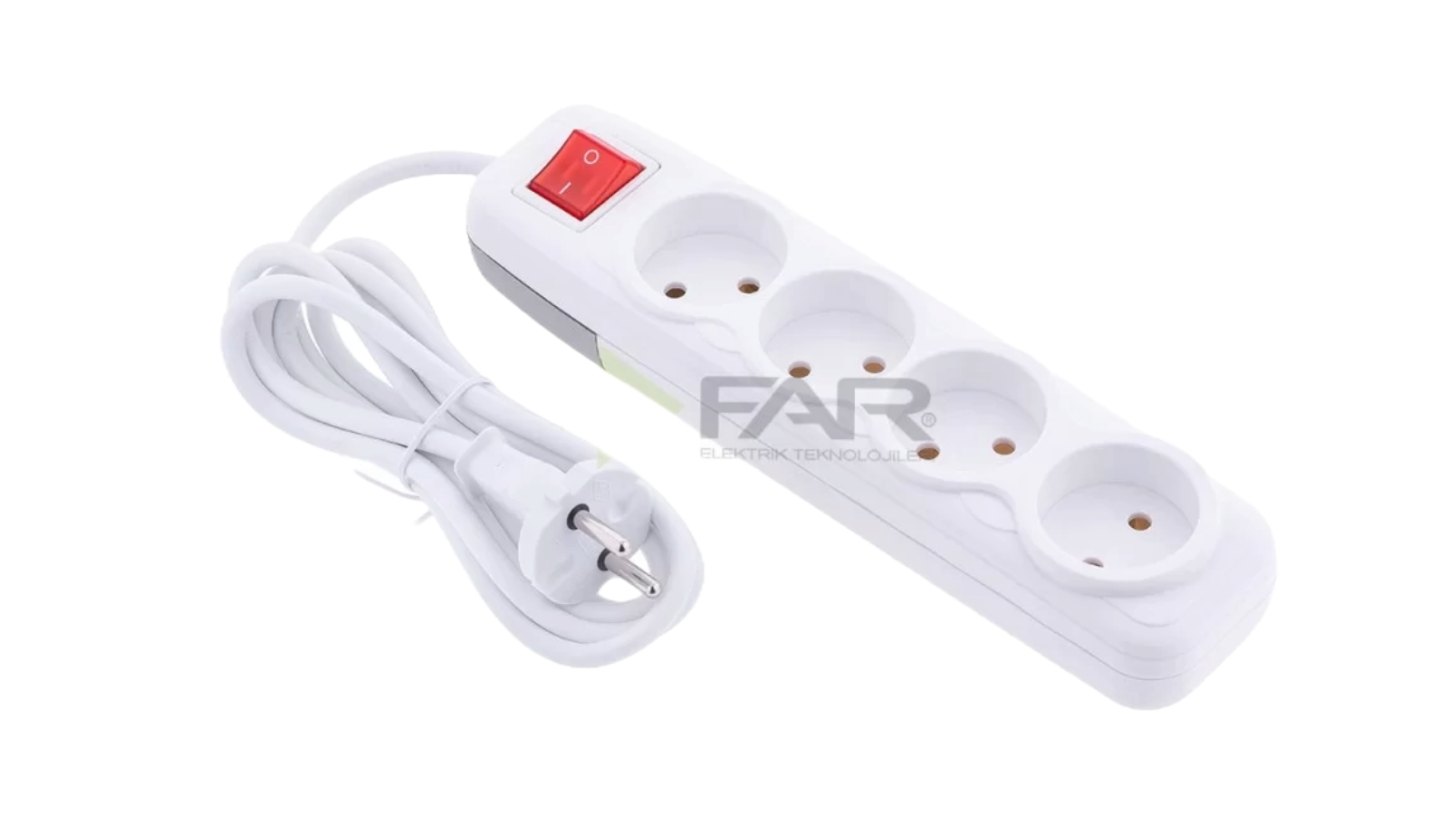 F205B | Far 4 Plugs Socket Without Earth With Switch – Metas Lebanon