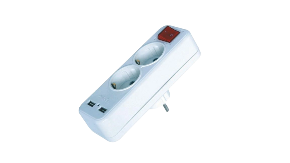 F08 | Far 2 Port Plug Socket with USB Port – Metas Lebanon