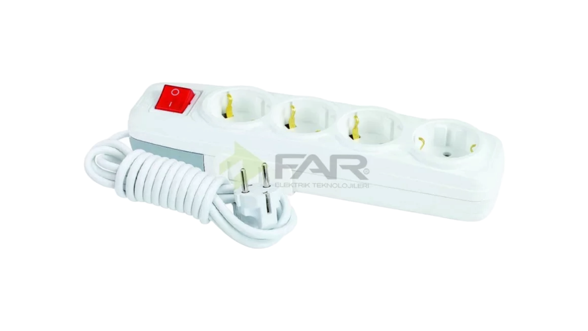 F507B | Far 4 Earthed Plugs with Switch Socket (3m Wire) – Metas Lebanon