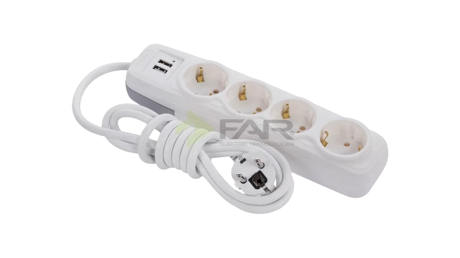 F512 | Far 4 Earthed Plugs Socket (2m Wire) – Metas Lebanon