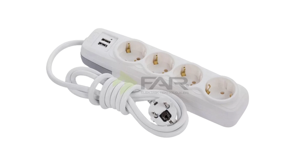 F512 | Far 4 Earthed Plugs Socket (2m Wire) – Metas Lebanon
