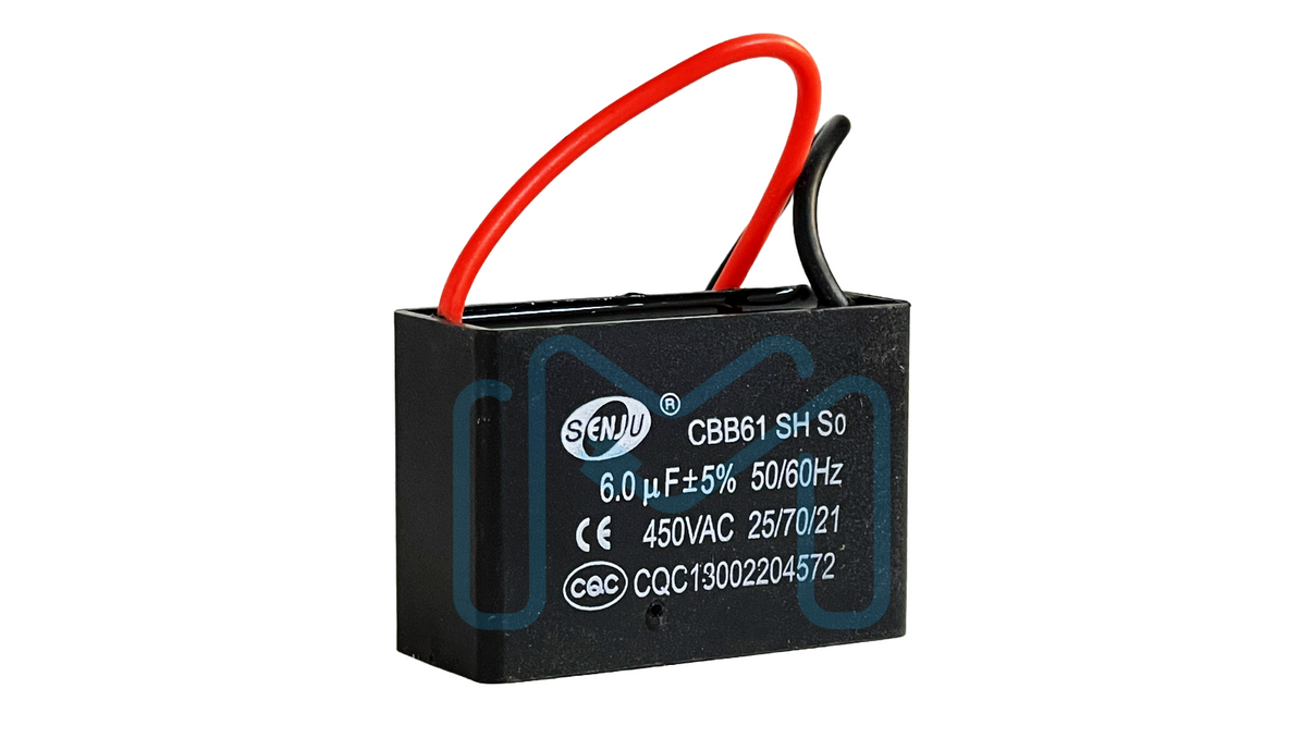 CBB61 6uF | Fan Capacitor 6uF 450VAC 2PIN With Wire – Metas Lebanon