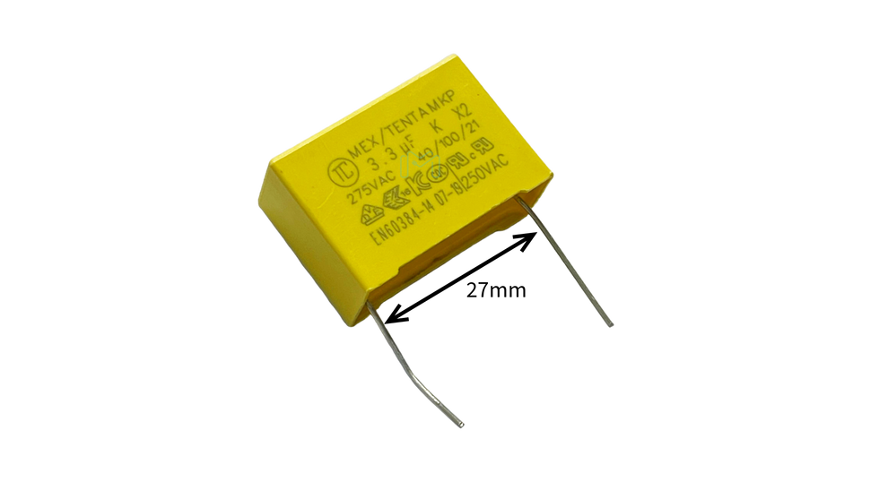 Safety Film Capacitor 3.3uF 275VAC P=27mm – Metas Lebanon